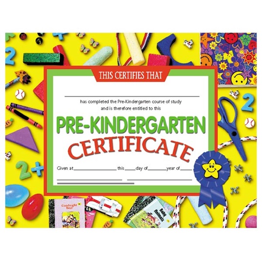 Pre Kindergarten Diplomas And Certificates
