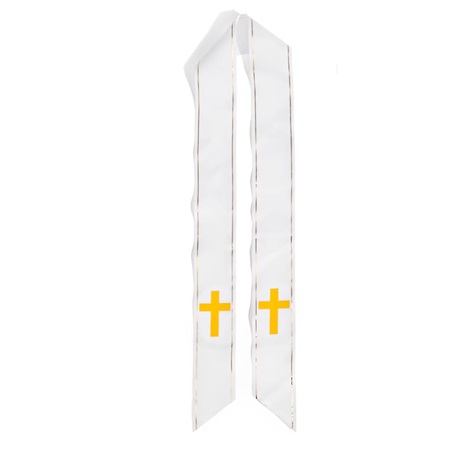 White Graduation Sash With Gold Cross | Anderson's