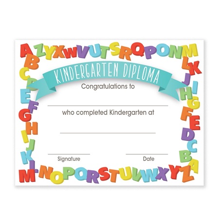 Kindergarten Diplomas With Alphabet Border | Anderson's